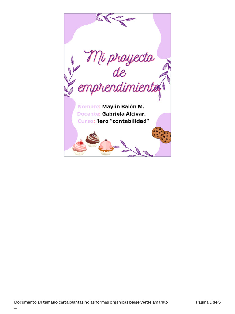 Proyecto de Emprendimiento | PDF | Postres | Cocina