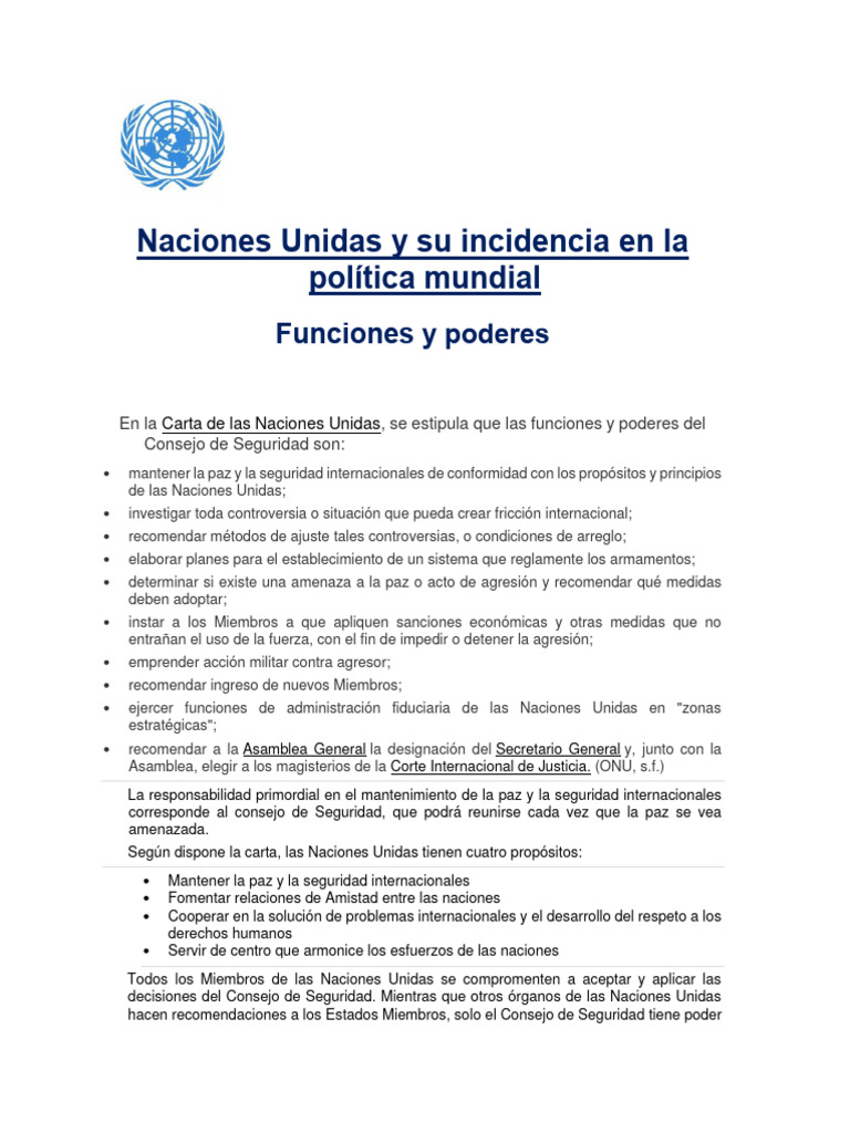 Foro 1 B2 - ONU | PDF | Naciones Unidas | Relaciones internacionales