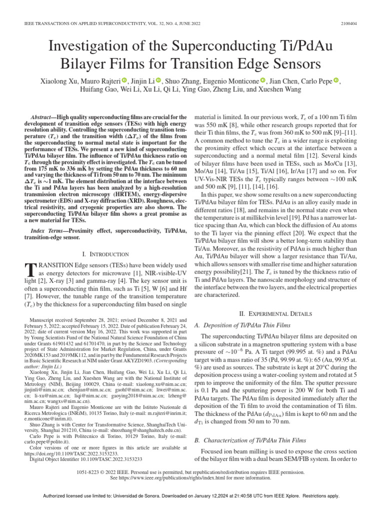 Investigation_of_the_Superconducting_Ti_PdAu_Bilayer_Films_for_Transition_Edge_Sensors | PDF ...