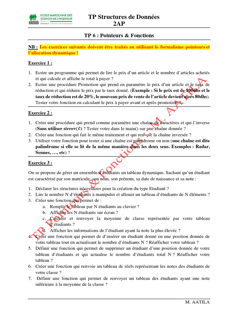 TP6 PointeursFonctions | PDF | Pointeur (programmation) | Informatique