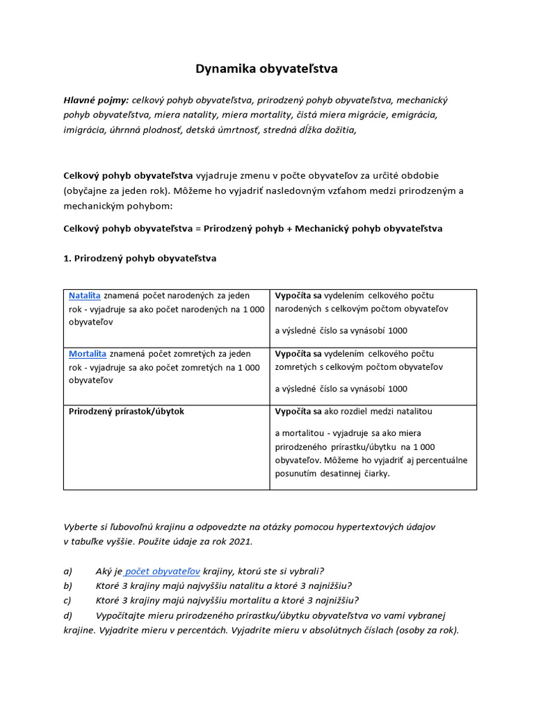 2 Dynamika Obyvatelstva | PDF