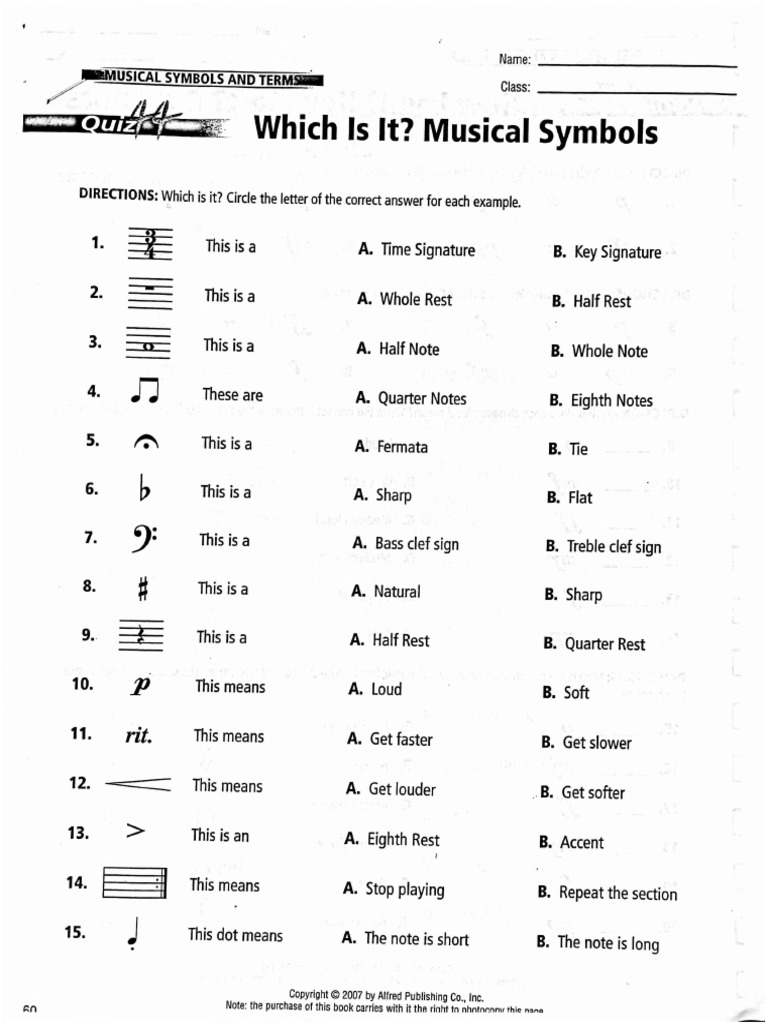 Musical Terms Worksheets | PDF