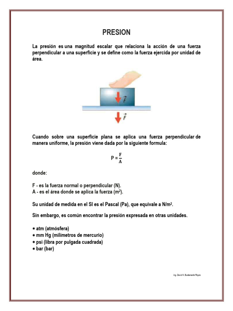 1 PRESION | PDF | Presión | Pascal (Unidad)