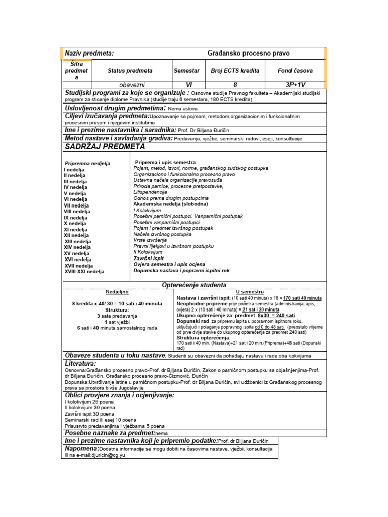 Gradjansko Procesno Pravo | PDF