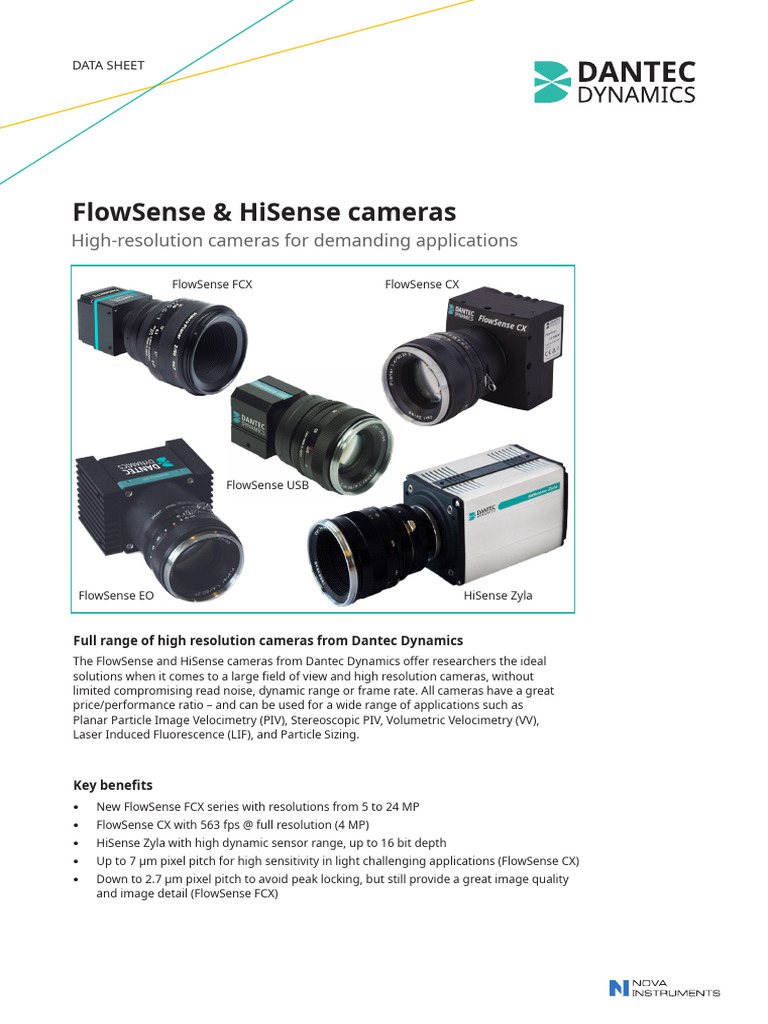 0500-v16 - DS FlowSense & HiSense Cameras | PDF | Pixel | Image Resolution