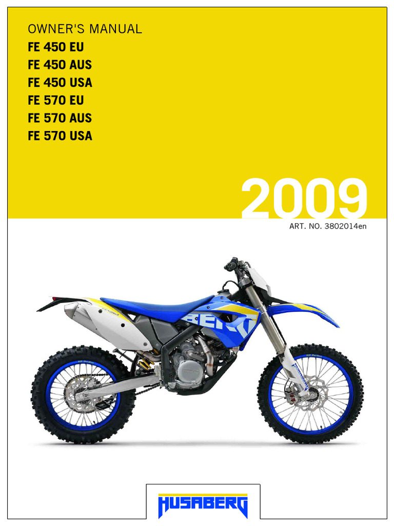 Husaberg FE 450 2009 Ownersmanual English | PDF | Vehicles | Headlamp