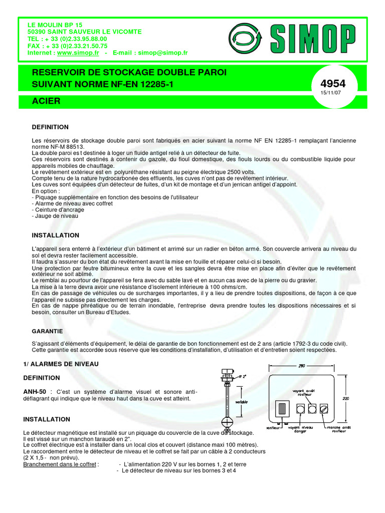 Réservoir Double Paroi NF EN 12285-1 | PDF