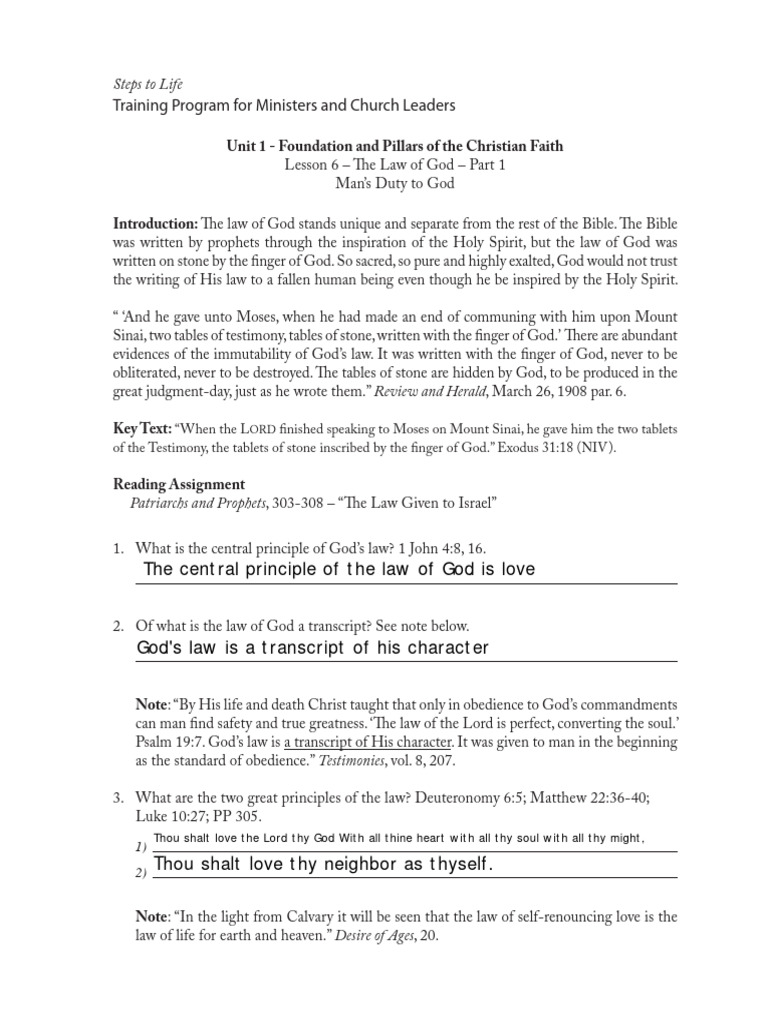 06Lesson1Unit Steps To Life | PDF | Ten Commandments | God