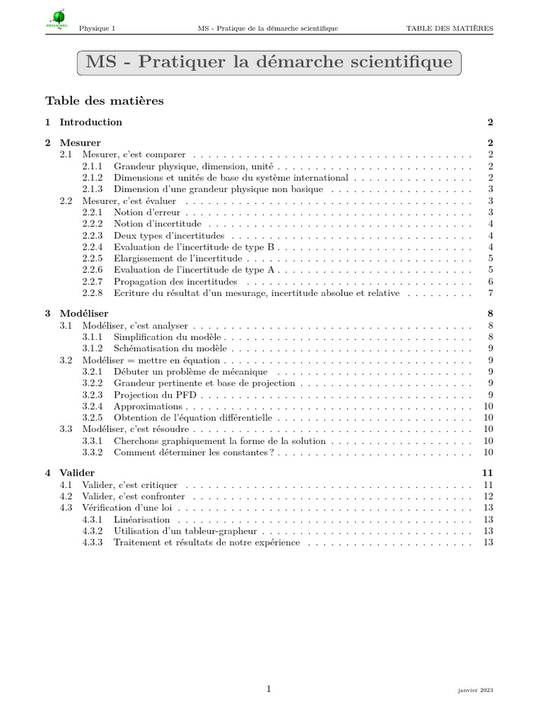 Pratique de la démarche scientifique en physique | PDF | Erreur de ...