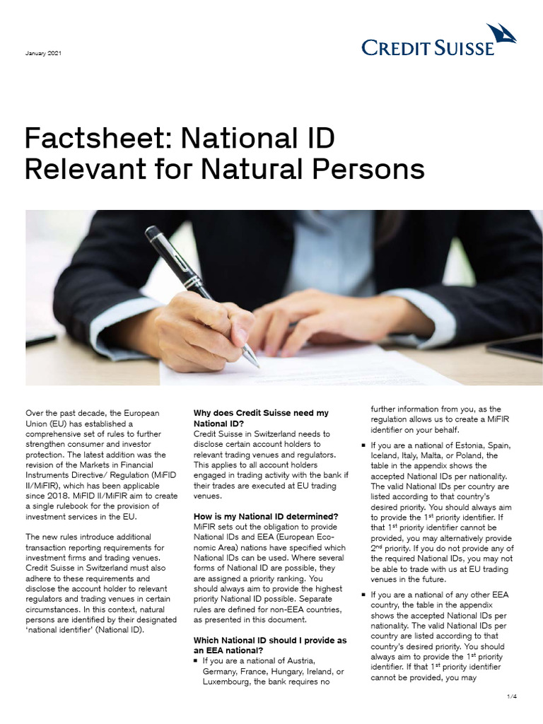 National ID Requirements for MiFID II | PDF | Identity Document ...