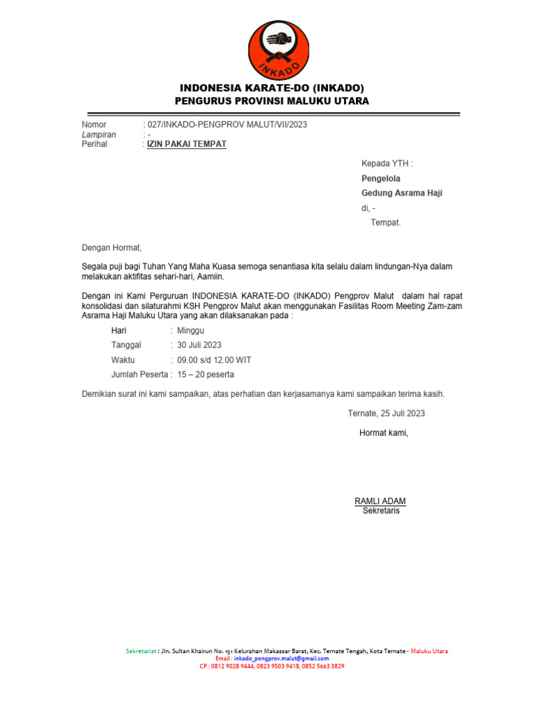 Surat Izin Pemakaian Tempat | PDF