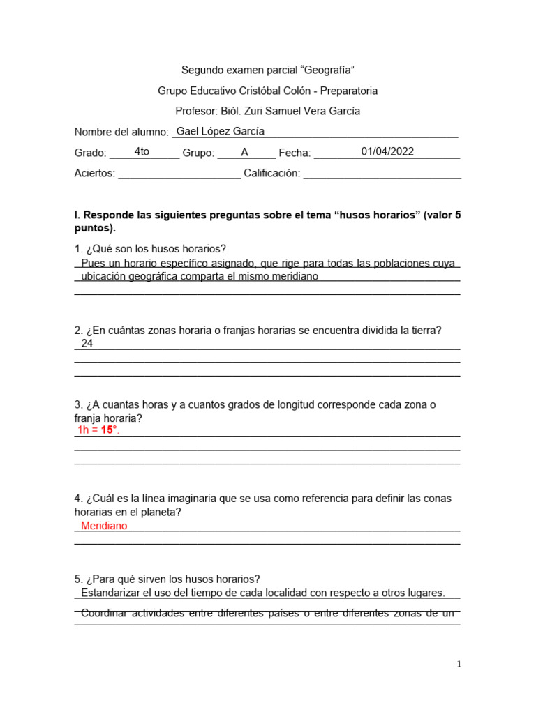 Examen Geografia 2do Parcial Gael | PDF | Mapa | Longitud