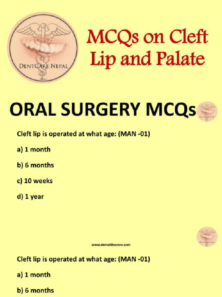 Oral Surgery Mcqs Cleft Lip and Palate | PDF