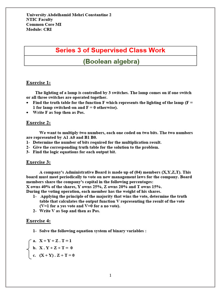 Séries 3 of Tutorials Cri | PDF | Arithmetic | Applied Mathematics