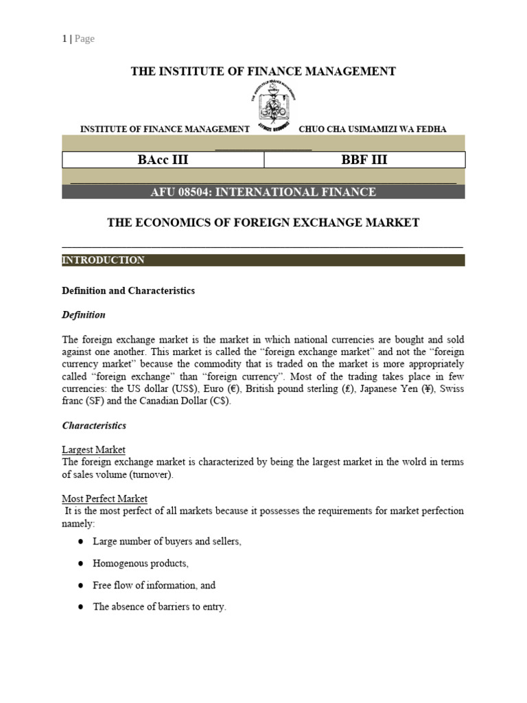 Afu 08504 - International Finance - The Economics of Foreign Exchange ...