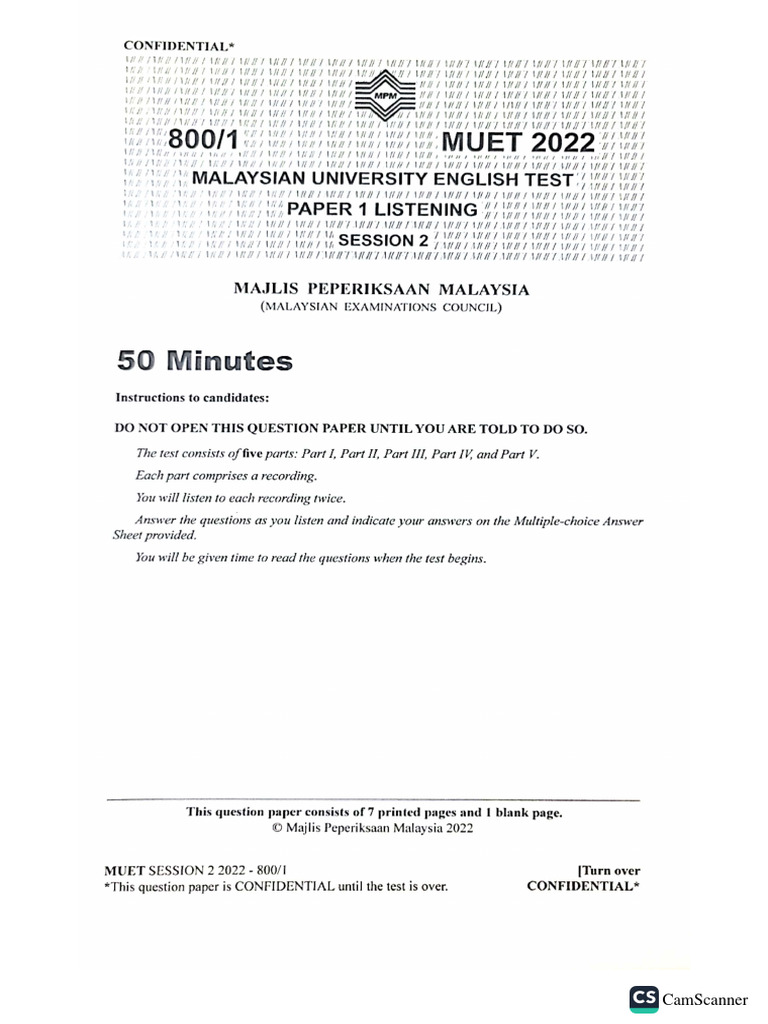 MUET Listening S2 2022 | PDF
