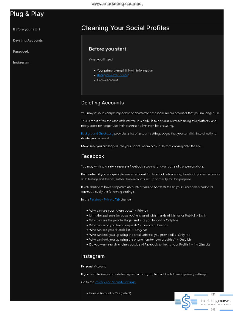 07-Cleaning Your Social Profiles | PDF | Facebook | Social Media