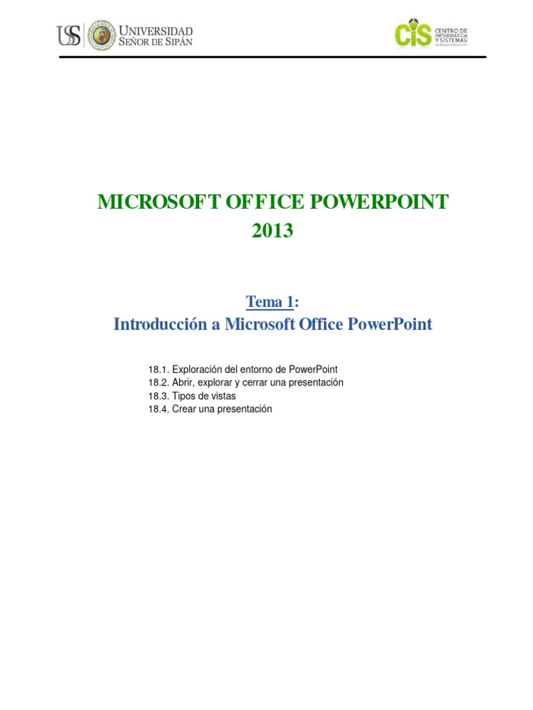 MICROSOFT OFFICE POWERPOINT 2013 Tema 1 | PDF