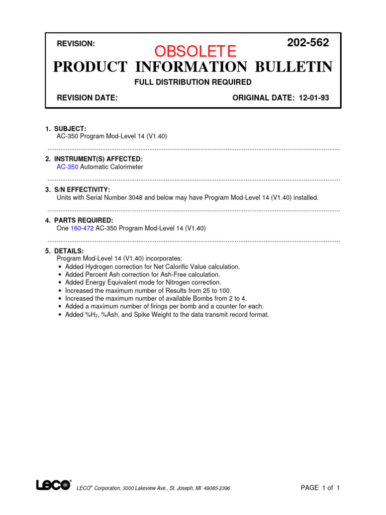 202-562 Product Information Bulletin AC350 Mod Level 14 | PDF ...