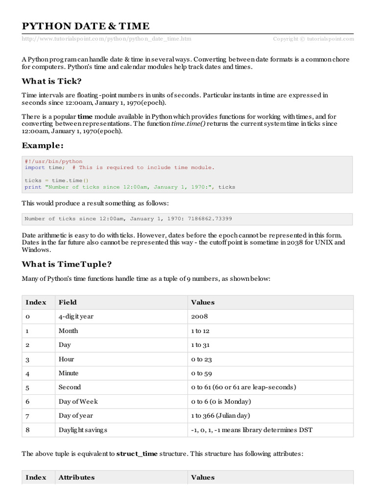 Python Date Time Pdf Python Programming Language Computer Science 8958