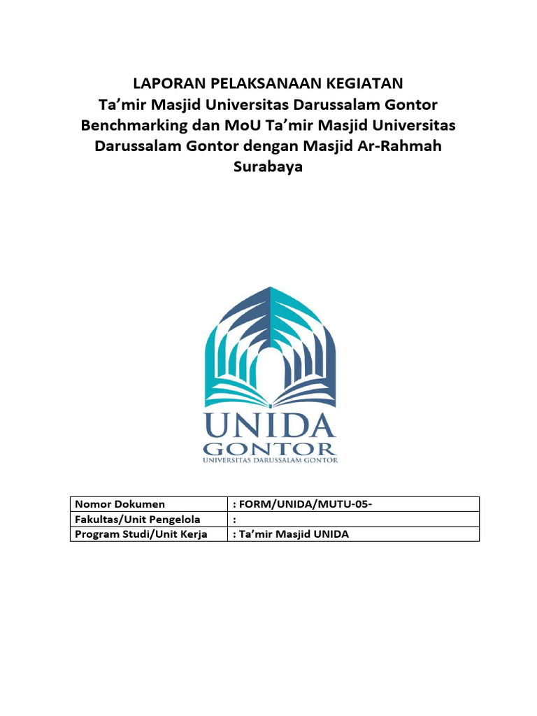 Benchmarking Ta’mir Masjid UNIDA Gontor | PDF