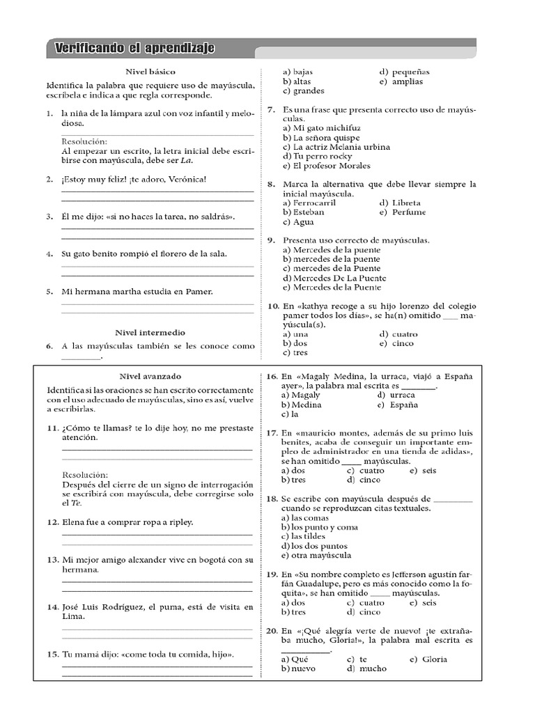 Actividad Uso de La Mayuscula Parte1 | PDF