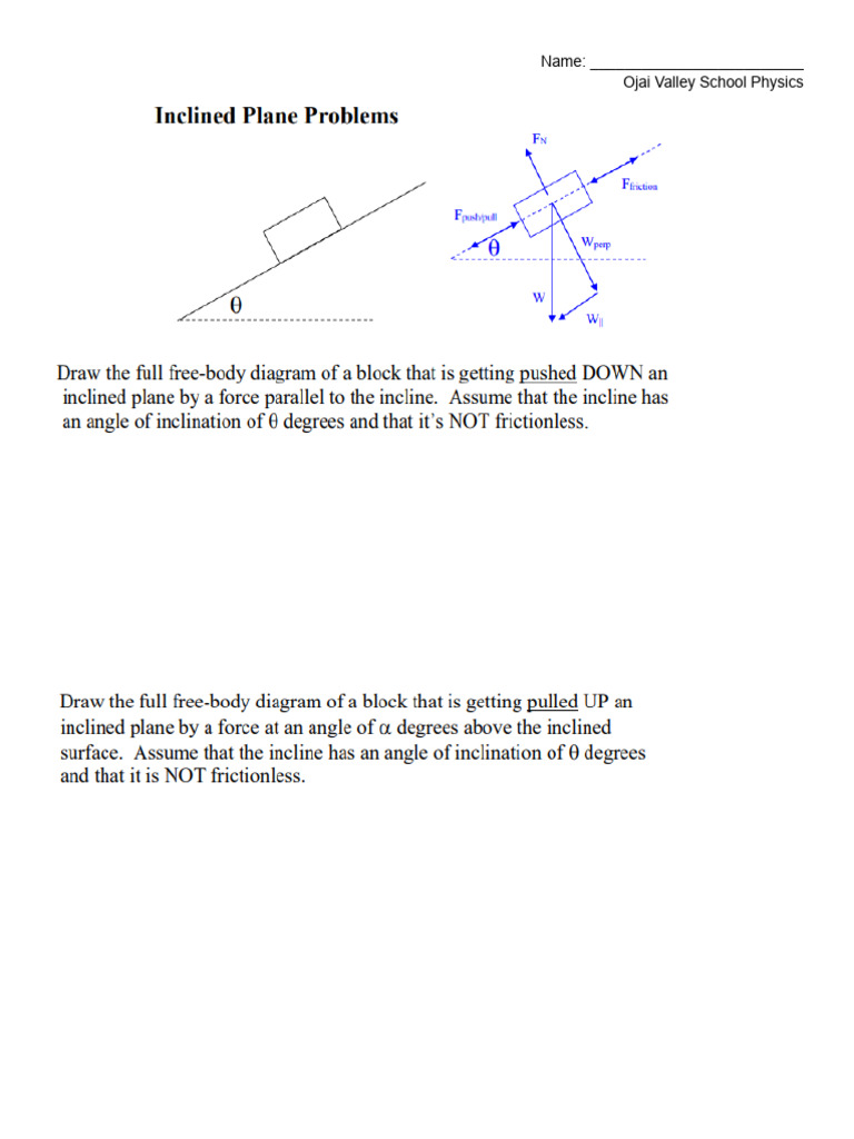 Inclined Plane Problems Msittig | PDF