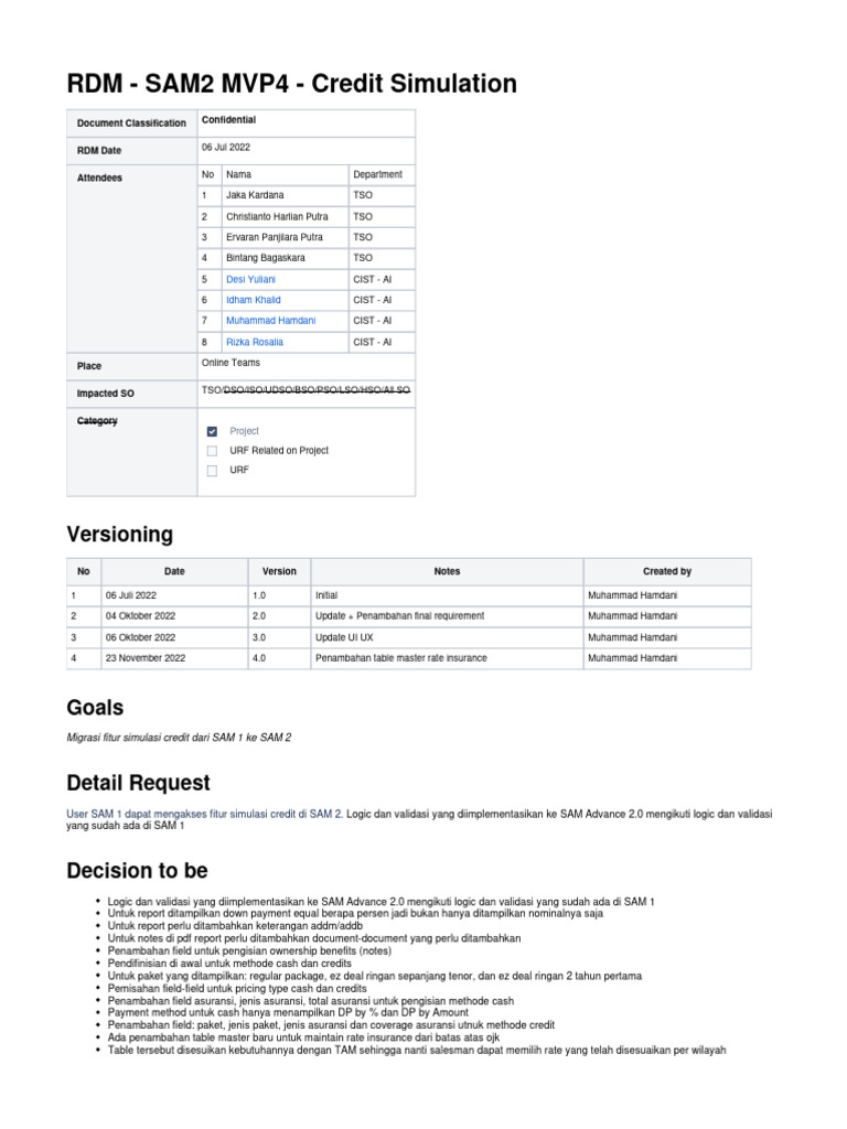 RDM - SAM2 MVP IV - CreditSimulation | PDF