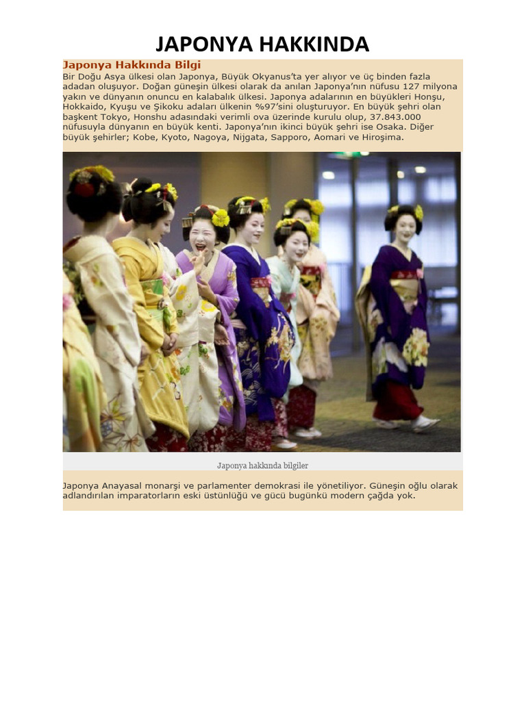 Japonya Hakkında Bilgi | PDF
