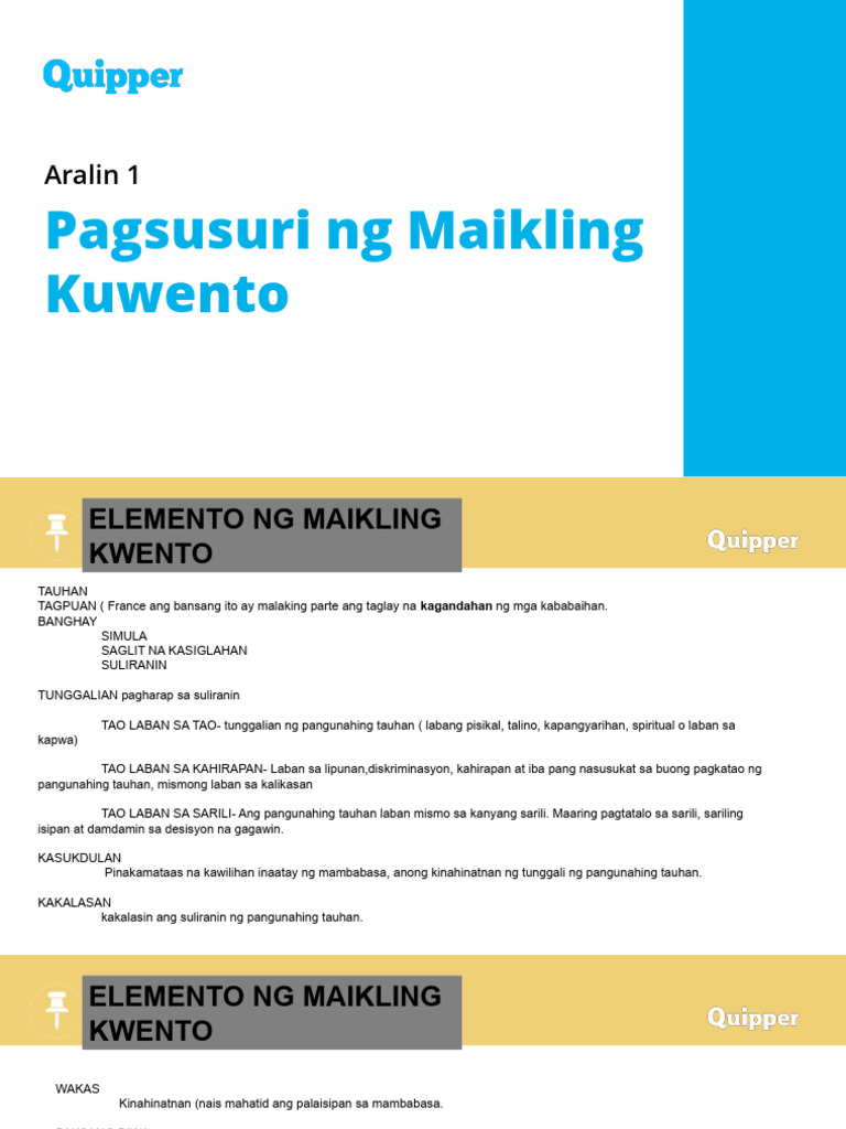 3rd. Q Pagsusuri Sa Elemento NG M. Kwento | PDF