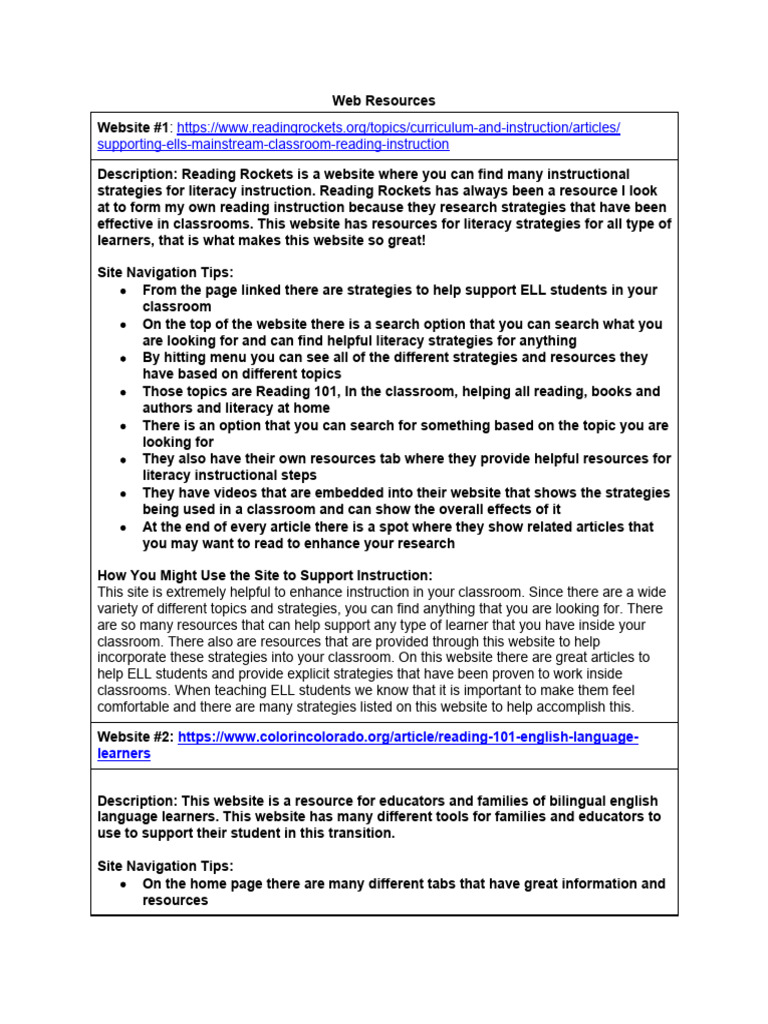 Read 520 Web Resources Assignment Template and Sample | PDF | Websites ...