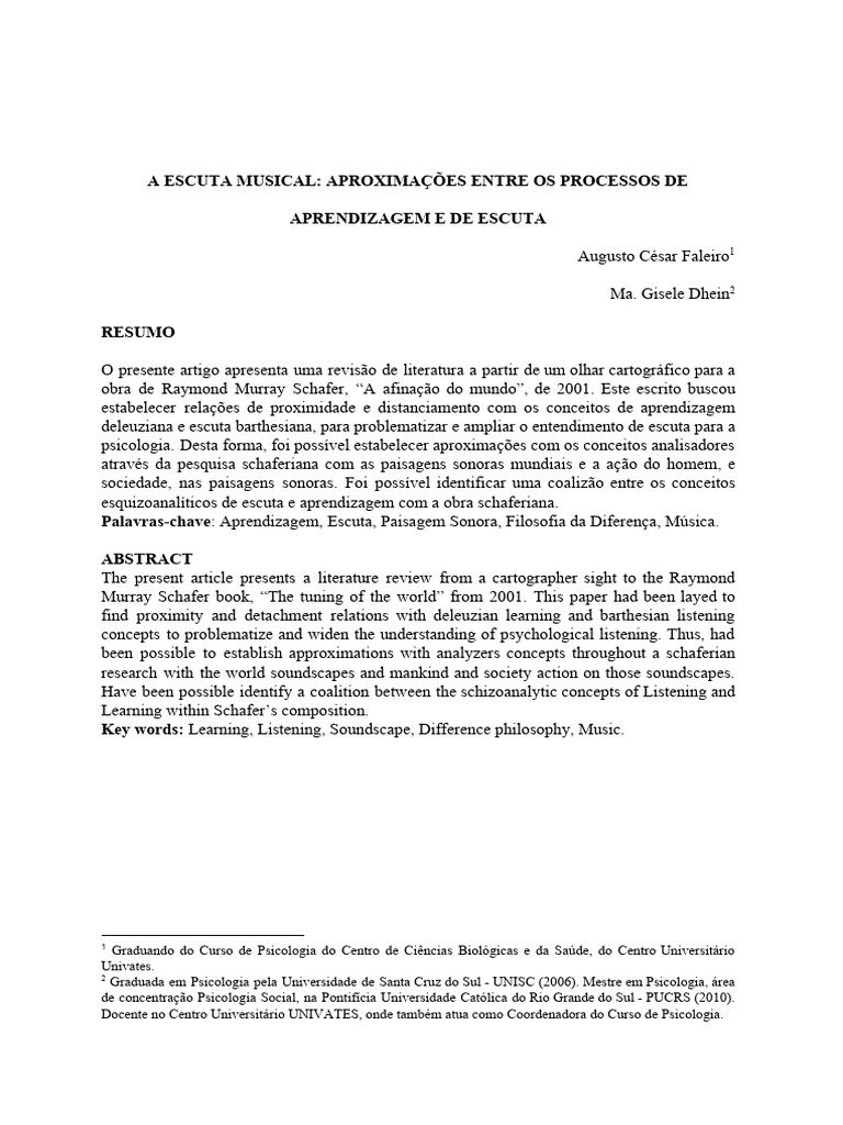 Escuta Musical | PDF | Som | Aprendizado