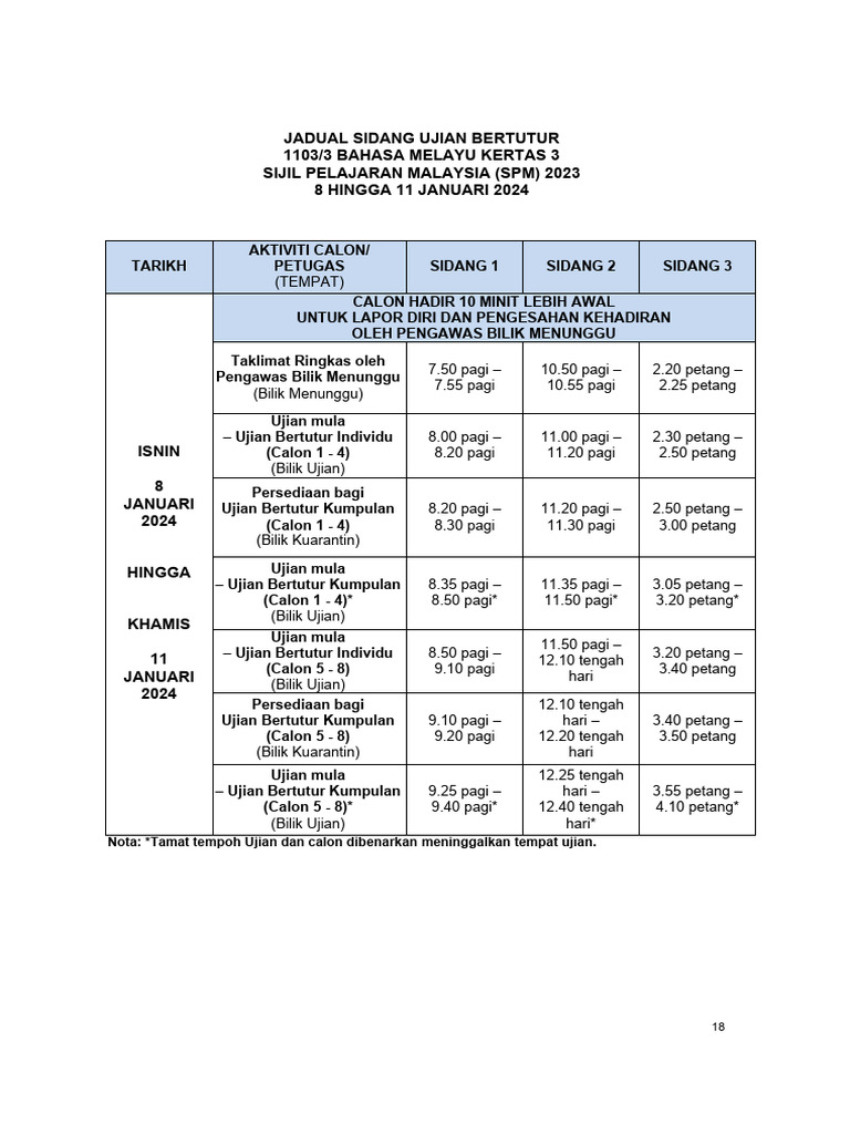 Jadual Sidang | PDF