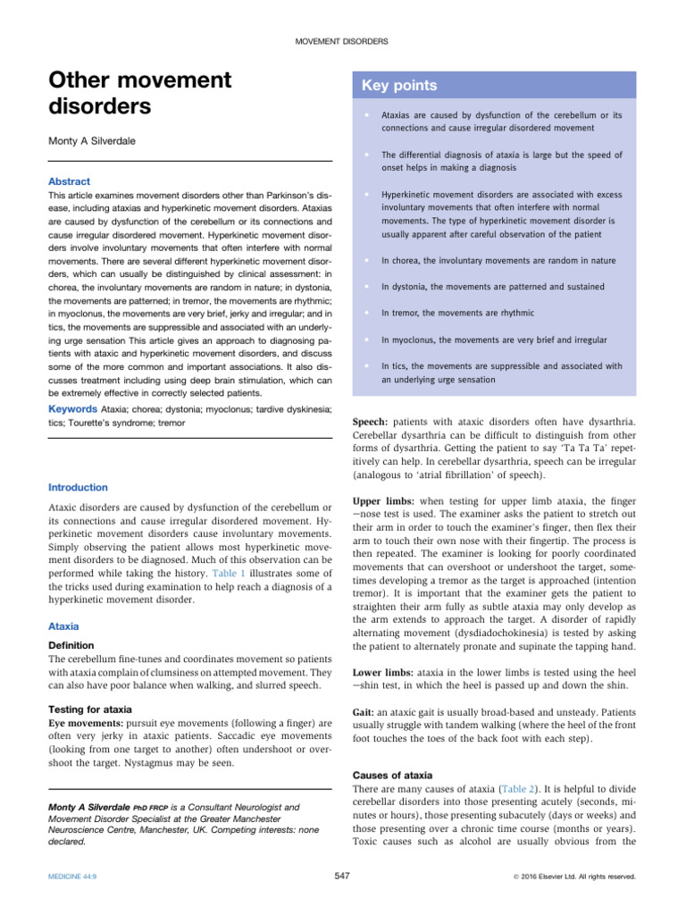 Other-Movement-Disorders 2016 Medicine | PDF | Dystonia | Medical ...
