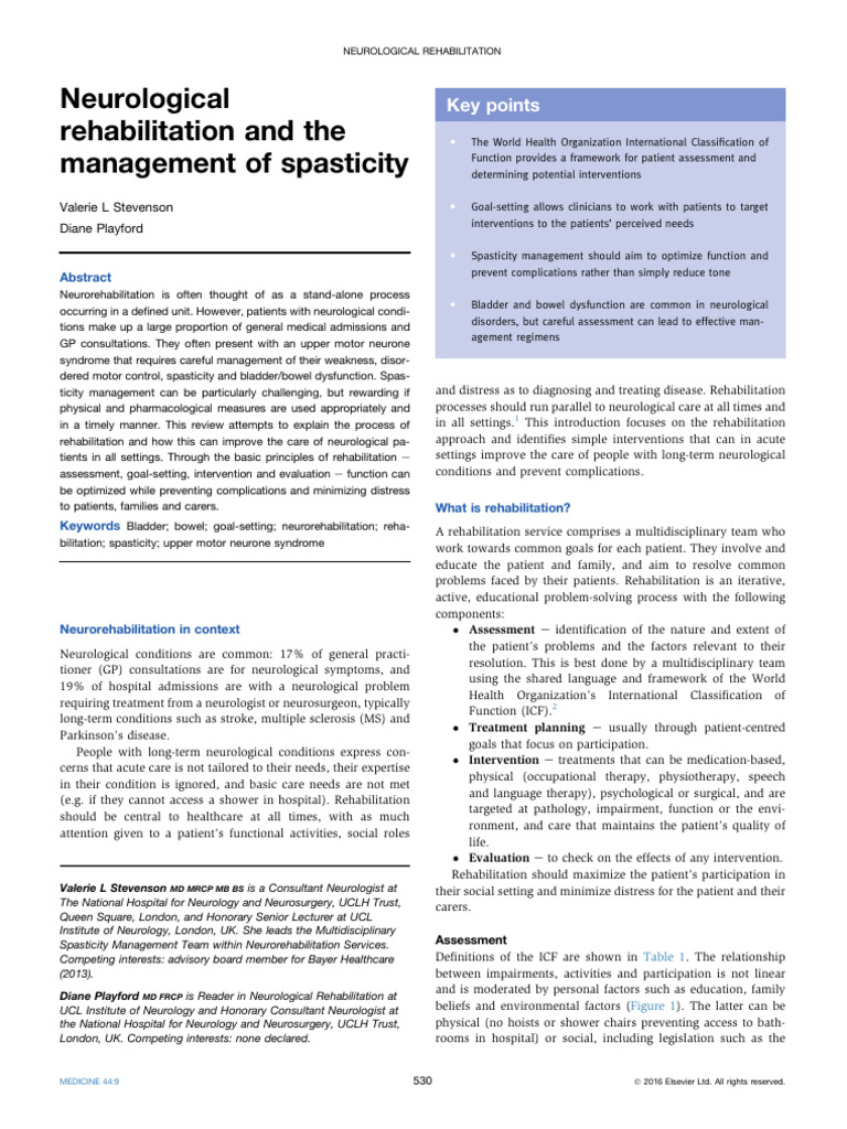Neurological Rehabilitation and The Management of Spasticity - 2016 ...