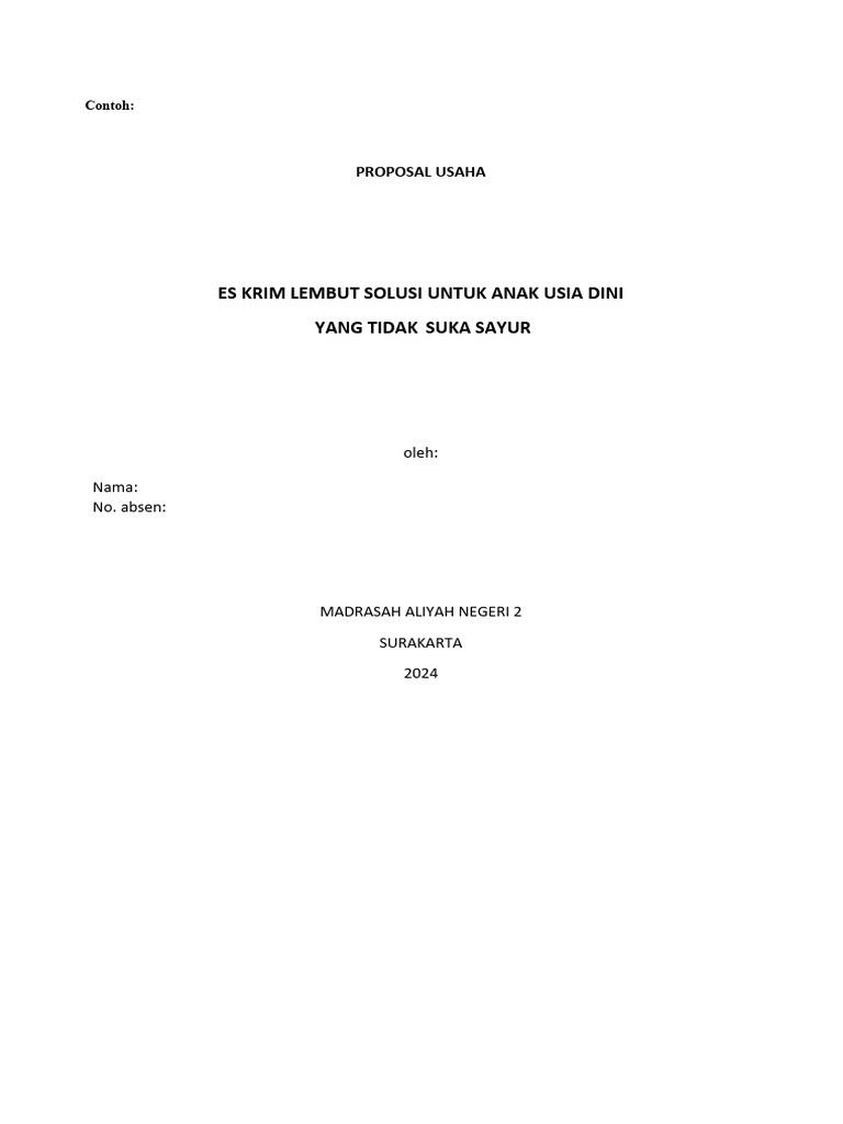 Contoh Sistematika Proposal Usaha Atau Bisnis | PDF