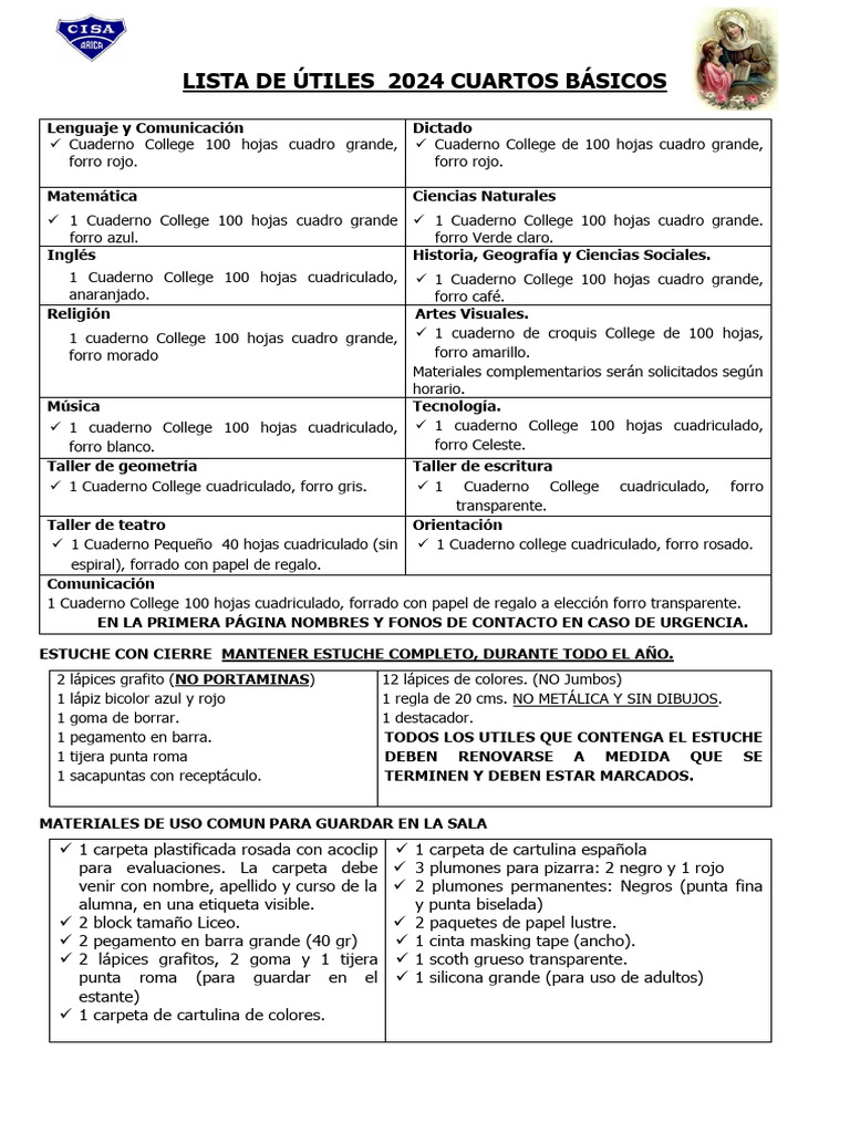 Cuartos Basicos | PDF | Lápiz | Cuaderno