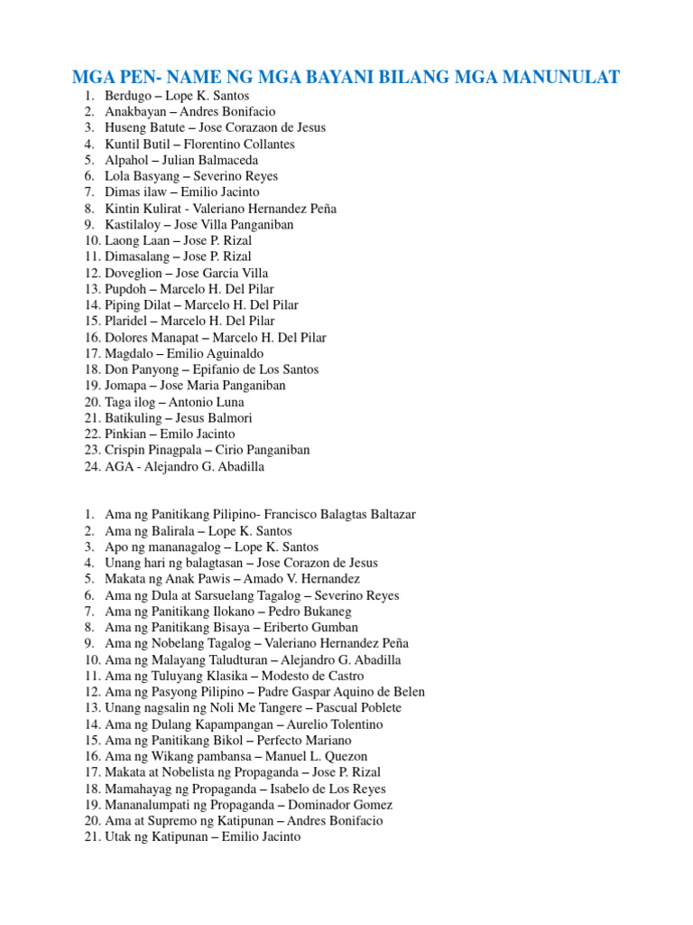 Filipino Pen-Names | PDF