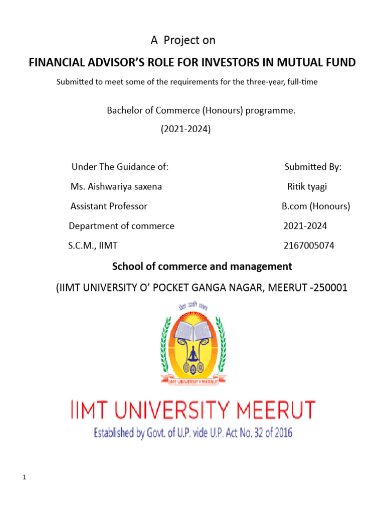 Project File On Mututal Fund Investors | PDF | Investment Fund | Investing