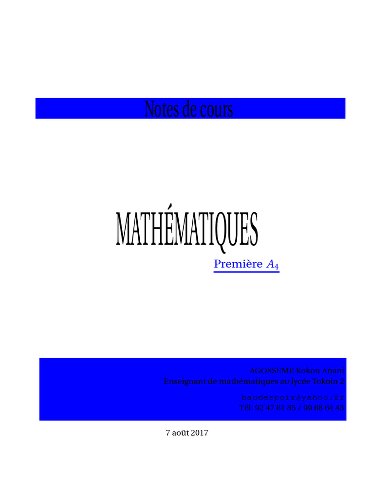 Cours de Math.1A | PDF