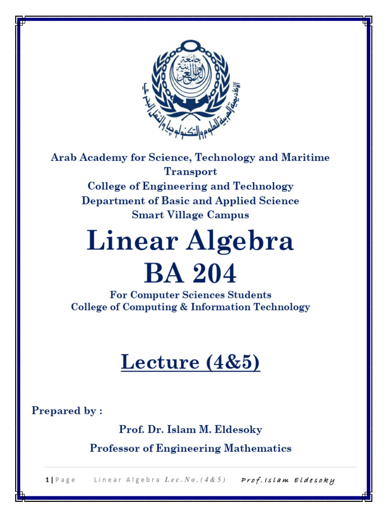 Lec 4 and 5 | Download Free PDF | Matrix (Mathematics) | Matrix Theory
