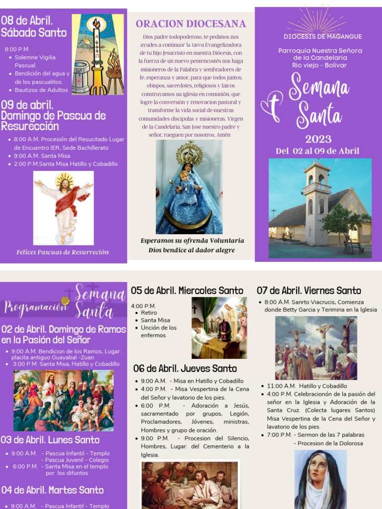 Folleto Semana Santa Ilustrado Morado | Descargar gratis PDF | Misa ...
