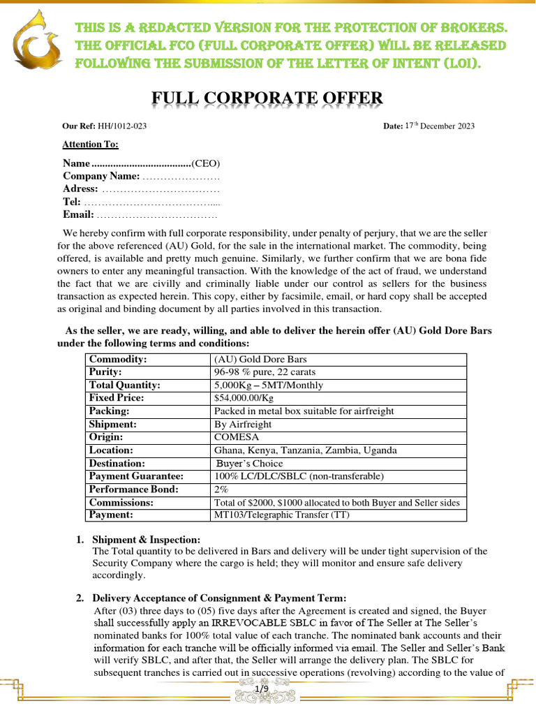 Bamboo Redacted FCO DORE 22K+ | PDF | Letter Of Credit | Service Industries