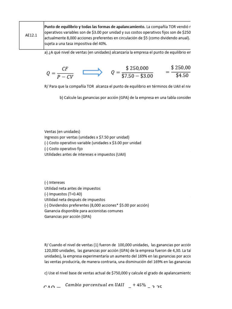 Análisis de Apalancamiento y Estructura de Capital | PDF | Apalancamiento (Finanzas) | Compartir ...