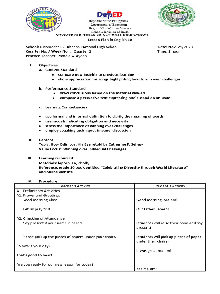 How Odin Lost His Eye Lesson Plan - Ayoso Pamela | PDF | Æsir | Norse ...