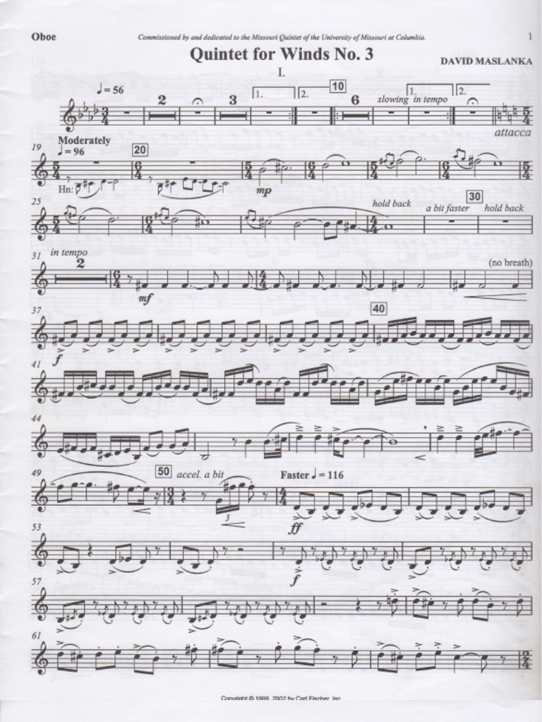 Maslanka #3 Oboe | PDF
