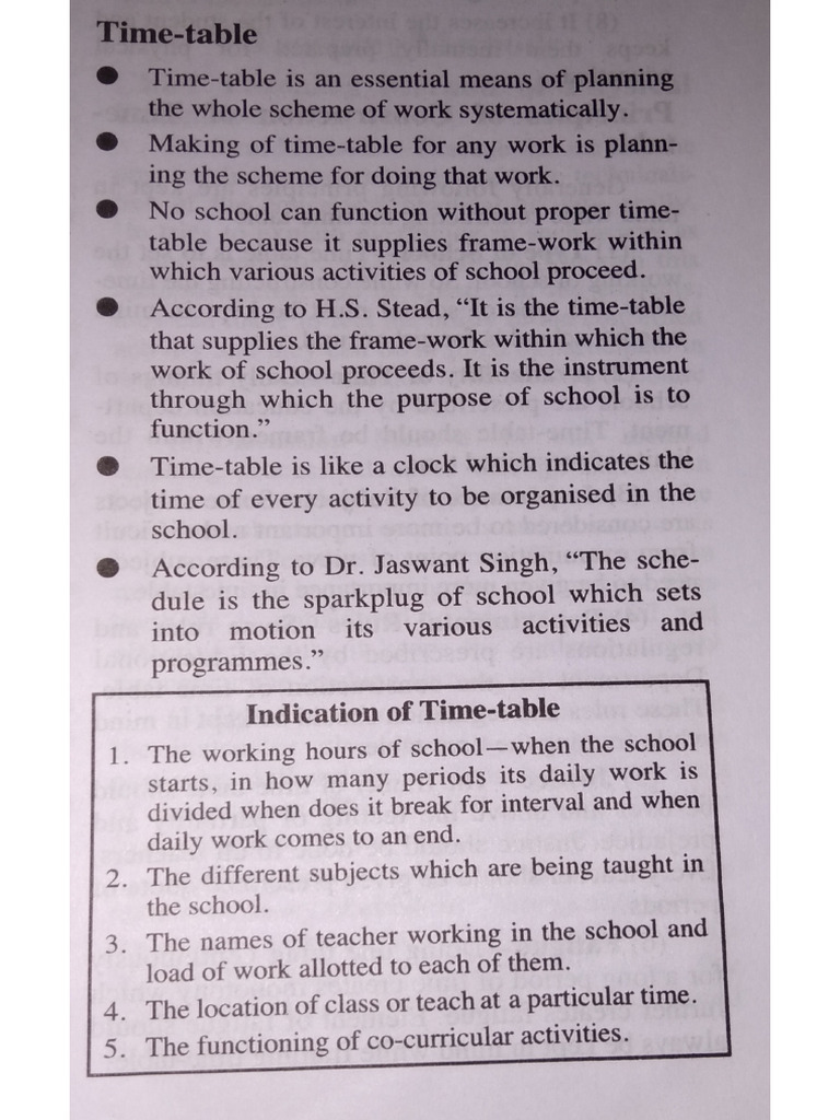 Topic Time Table | PDF