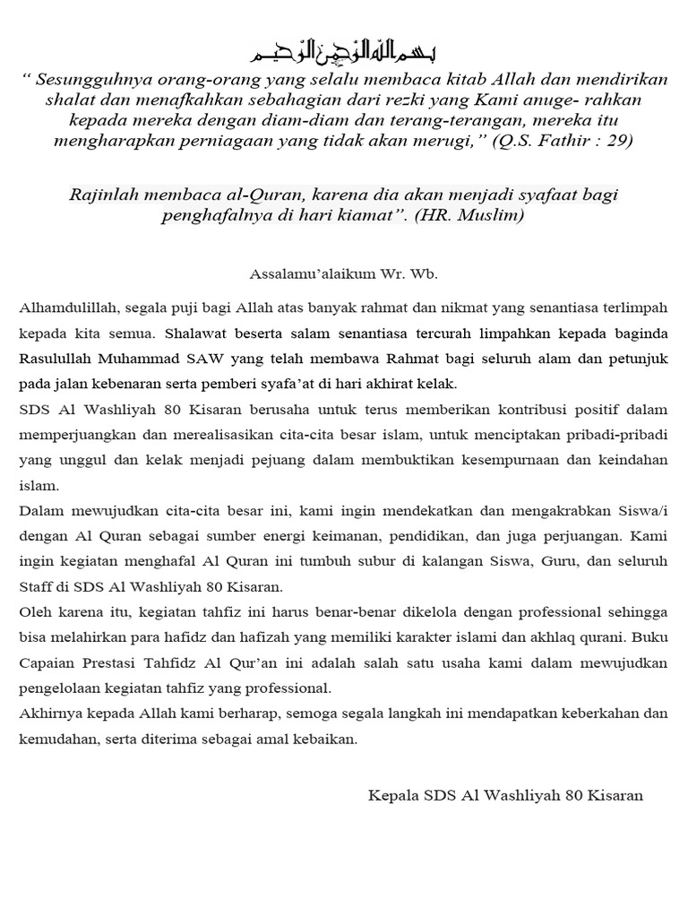 Buku Tahfidz SD Aw | PDF
