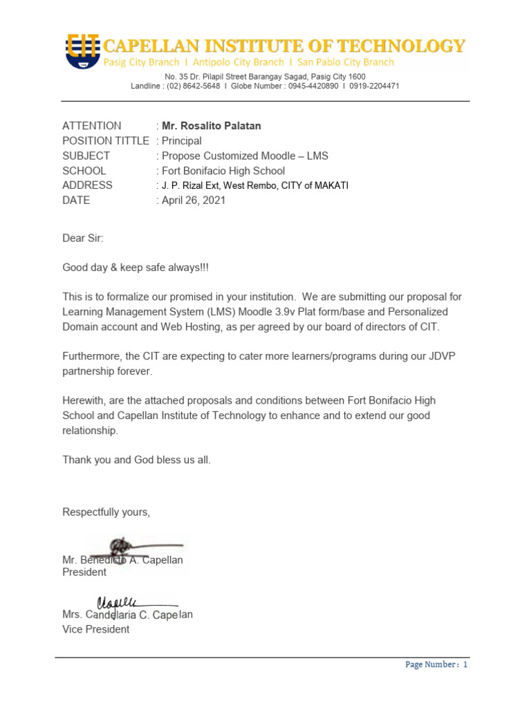 Proposal For Lms in Fort Boni | PDF