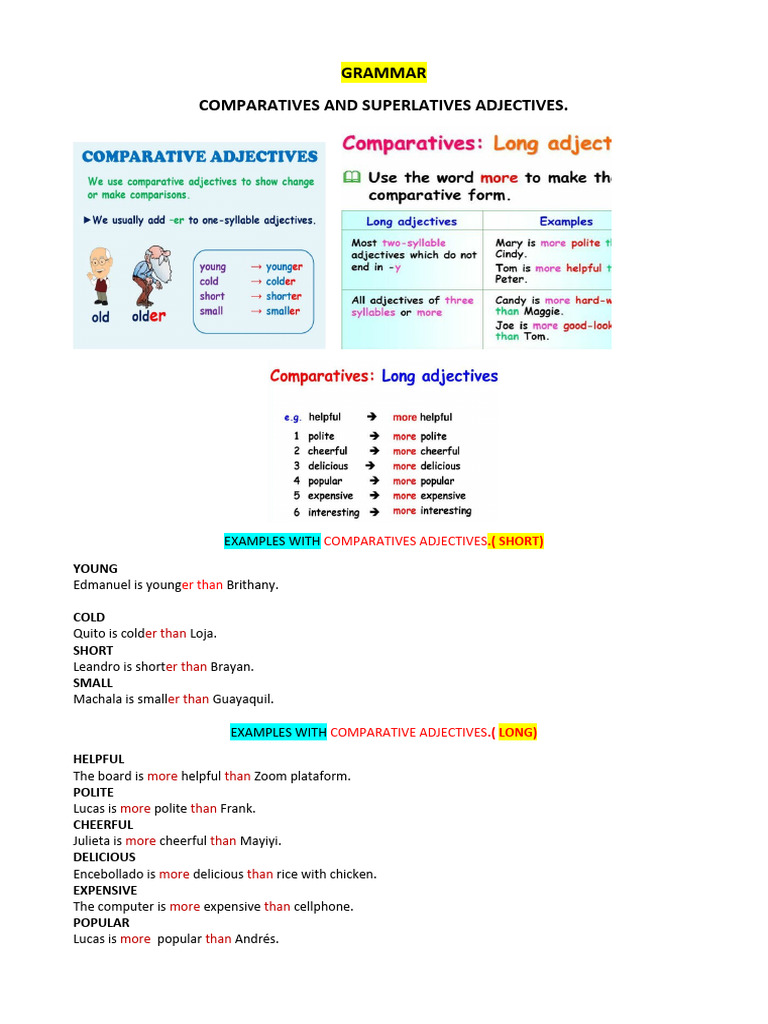8th A Comparative and Superlative Adjectives | PDF